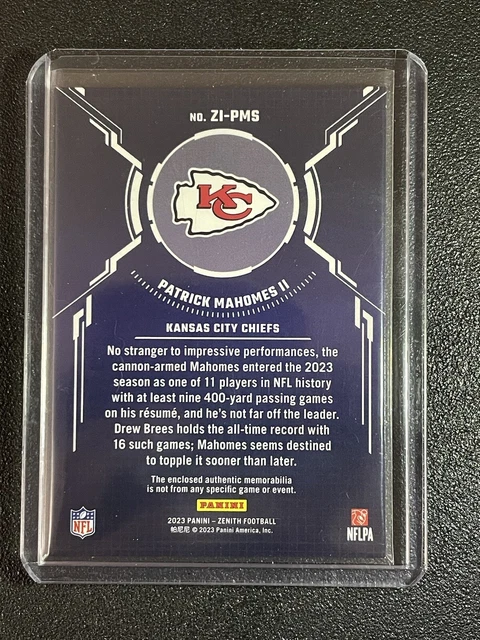 2023 PANINI ZENITH Patrick Mahomes patch zoné #ZI-PMS Chiefs EUR 0,92 ...