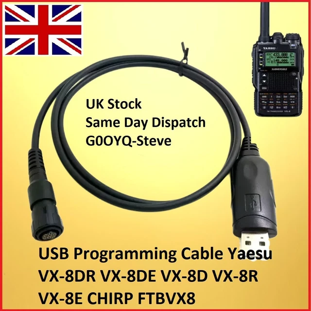 CÂBLE DE PROGRAMMATION USB Yaesu VX-8DR VX-8DE VX-8D VX-8R VX-8E CHIRP ...