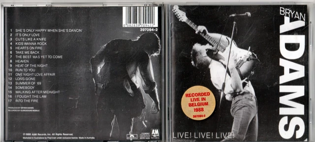 BRYAN ADAMS - Live Live Live - 1988 - Cd $7.00 - PicClick AU