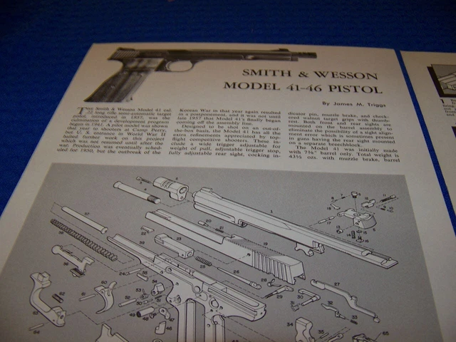 SMITH & WESSON Model 41-46 Pistol..takedown/Exploded View/Parts Legend ...
