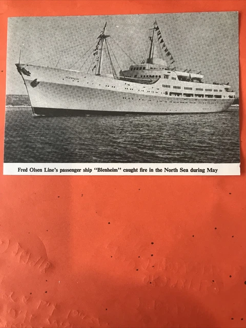 MS BLENHEIM FRED Olsen Lines Caught Fire in North Sea Magazine Article Cutting £0.99 - PicClick UK