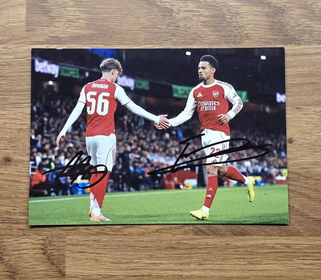 ARSENAL 2025-26 SEASON 6x4" Photo Dual Signed By Max Dowman & Ethan ...