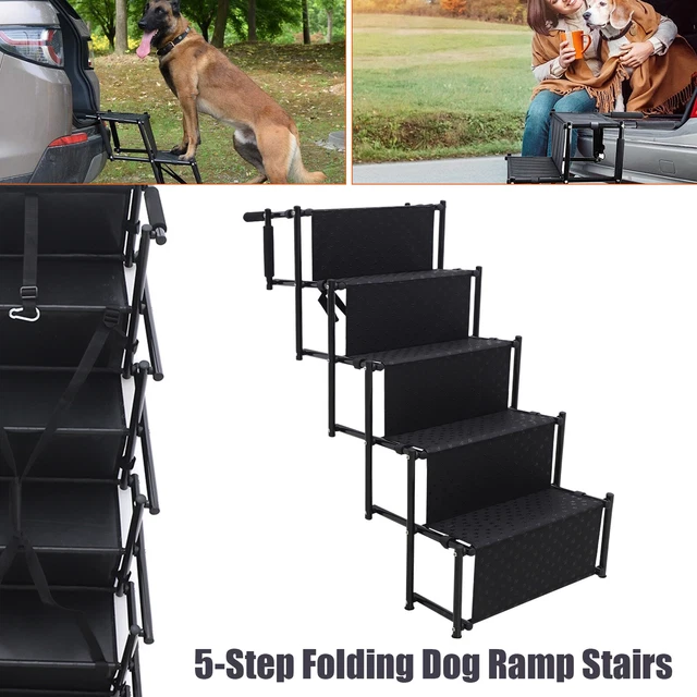 5-STEP FOLDING DOG Ramp Stairs Large Dog Steps Pet Ladder for Car SUV ...
