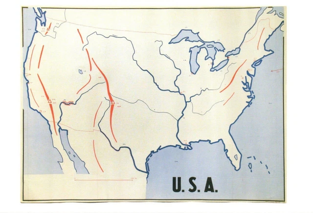 REPLICA MAP OF USA in 1965 POSTCARD - Philippe Rossignol Art - NEW ...
