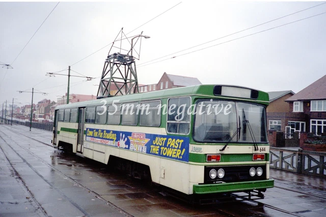 BLACKPOOL CENTENARY TRAM 644 DAMAGED BISPHAM 1990 35mm NEGATIVE ...