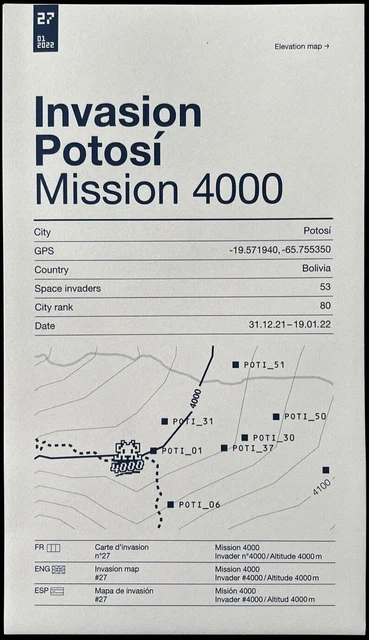 SPACE INVADER MAP carte invasion Potosi mission 4000 Invader EUR 100,00 ...