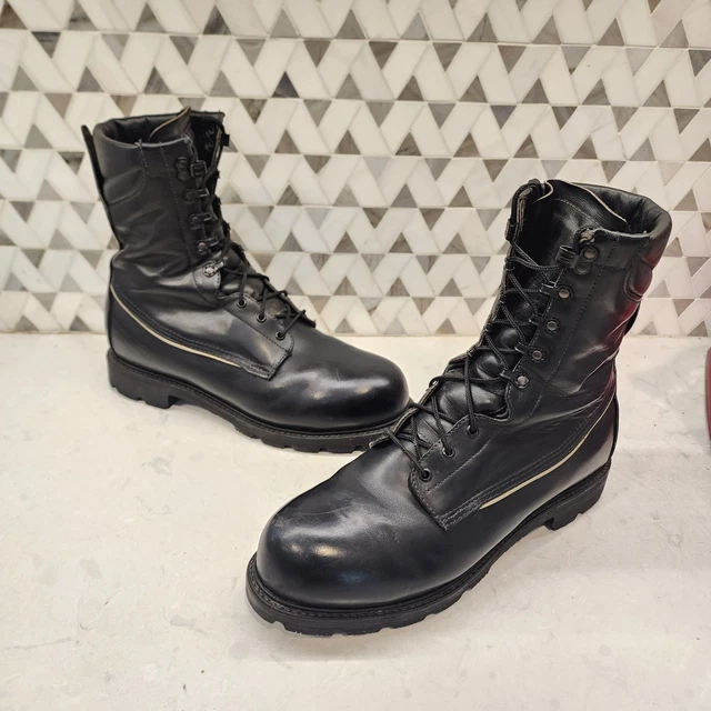 VINTAGE RED WING 4475 Structural Black Leather Fire Boots Men 10 1/2 D ...