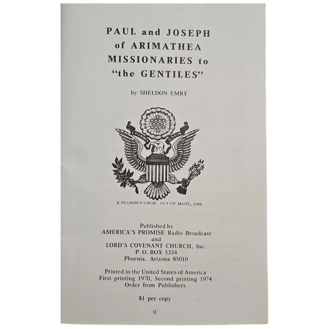 SHELDON EMRY PAUL And Joseph Of Arimathea Missionaries To The Gentiles ...