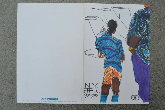 MENU AIR FRANCE 1971 dessin Florent MARGARITIS Croquis voyages n°9 ...
