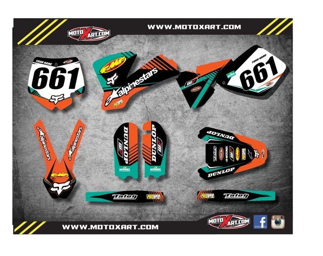 FULL CUSTOM GRAPHICS Kit VITAL Style stickers decals to fit KTM 65 2002 ...