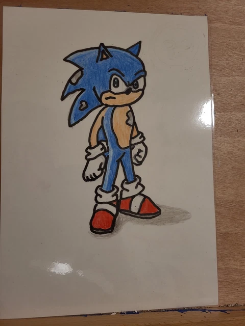 A ORIGINAL A4 Laminated Drawing Of Sonic The Heagehog £5.00 - PicClick UK