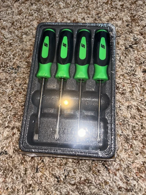 NEW SNAP-ON MINI Screwdriver Set SGDX40BG GREEN SOFT HANDLES 4 pcs. EUR ...