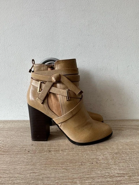 MISS SELFRIDGE WOMEN'S Tan Leather Zipped Ankle Boots UK (3) EU (36 ...