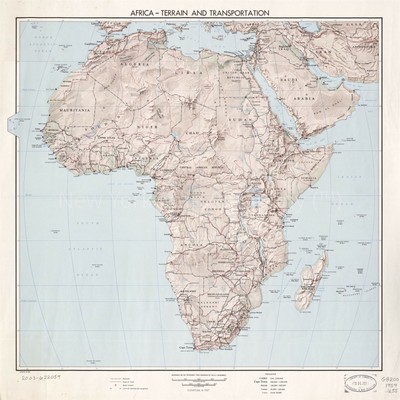 1959 MAP| AFRICA, terrain| Africa, Physical Map Size: 24 inches x 24 ...