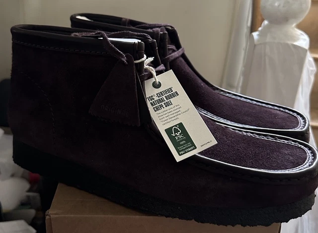 CLARKS ORIGINALS WALLABEE Boot Men’s Purple Grape Suede Leather Boots ...