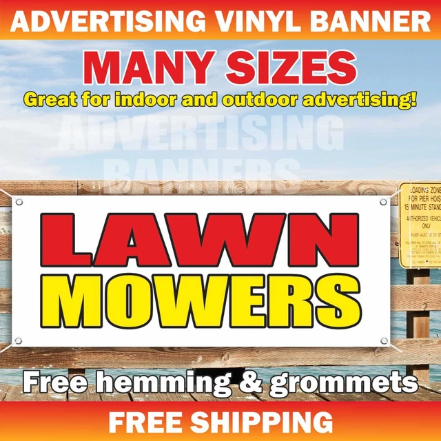 LAWN MOWER ADVERTISING Banner Vinyl Mesh Sign blades oil grass ...