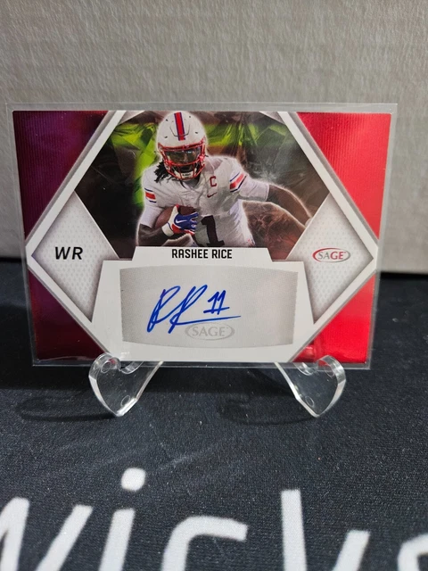 2023 SAGE RASHEE RICE Red SP Rookie Card RC Auto, K.C. Chiefs 🙂 ️ 🙂 🙂 ...