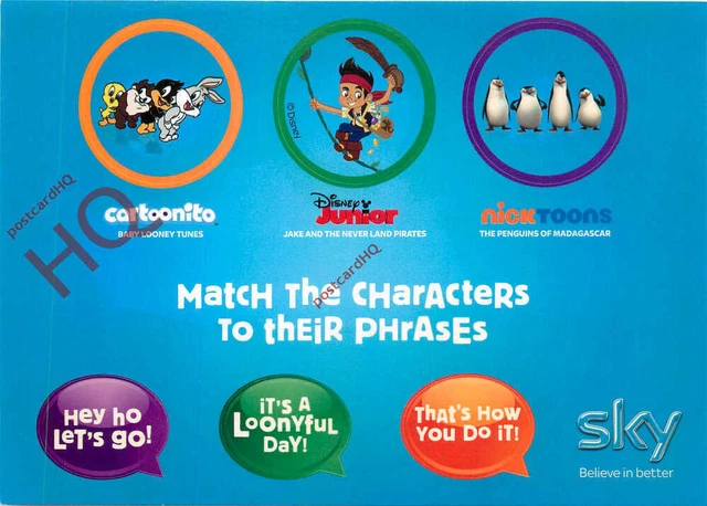 POSTCARD>>SKY, CARTOONITO, DISNEY Junior, Nicktoons, Kids Television ...