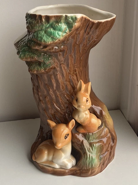 HORNSEA FAUNA VASE Vintage Fawn Deer & Squirrel Playmates 1950s Royal ...
