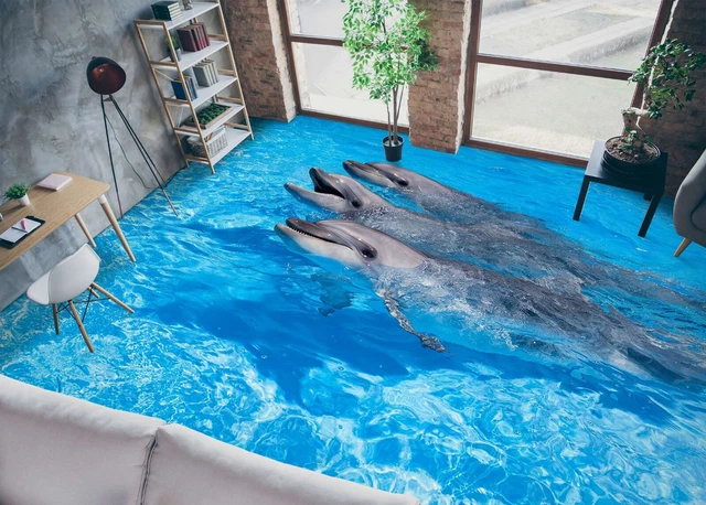 CARTA DA PARATI pavimento 3D acquario FZ4993 murales stampa pavimento ...