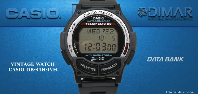 VINTAGE CASIO DATA Bank DB-34H-1VH Telememo 300, QW.1600 WR.50m Year ...