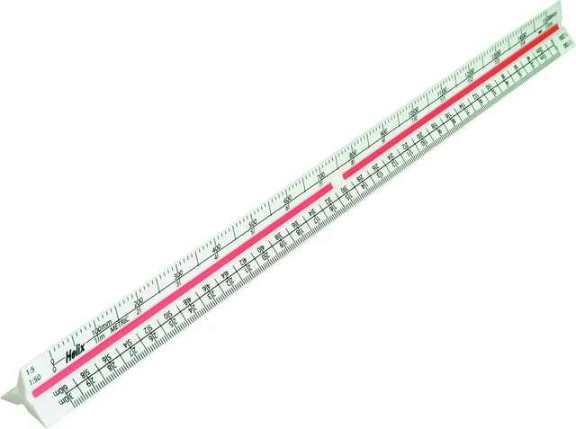 HELIX 300MM METRIC Triangular Scale Ruler, Red £8.03 - PicClick UK