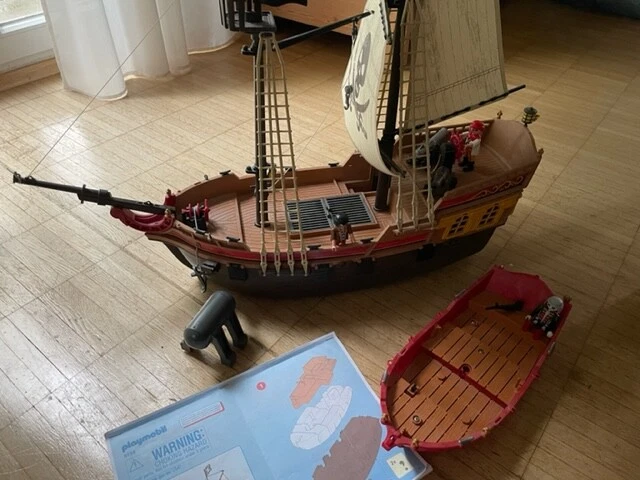 PLAYMOBIL 5135 PIRATE Ship Plus Boat Extra, Complaints and Instructions £57.23 - PicClick UK