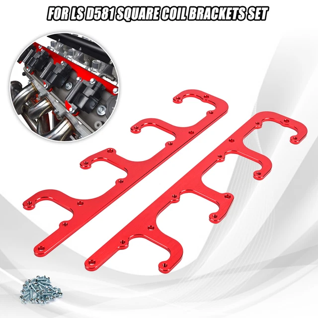 Ls Billet Aluminum Coil Brackets For D581 D510c D514a Square Coils Red