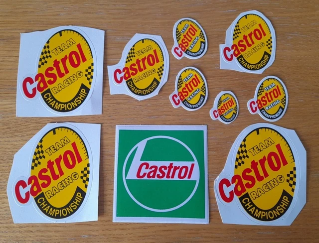 CASTROL RACING logo vinyl graphics x 10 stickers oil advertising ...
