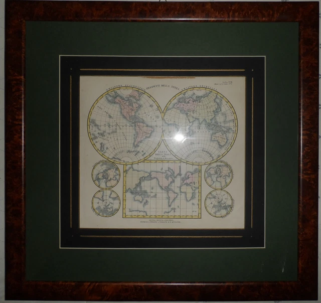 1880-EARTH MAP-WORLD MAP-ROOT Frame-Stieler-World Map £111.76 - PicClick UK