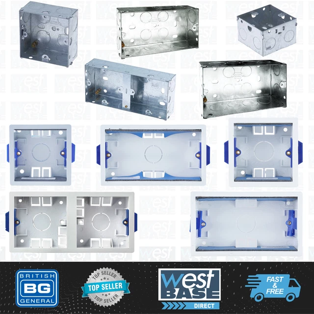 BACK BOXES DRY LINING METAL STEEL GALVANISED SINGLE DOUBLE DUAL 1G 2G ...