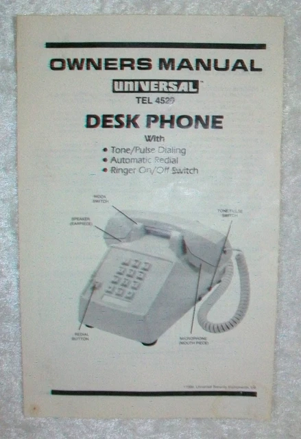 VINTAGE UNIVERSAL PUSH Button Desk Phone Paper Instructional Owner's ...