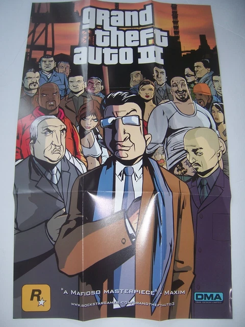 GRAND THEFT AUTO III 3 affiche recto verso et carte officielle Rockstar ...