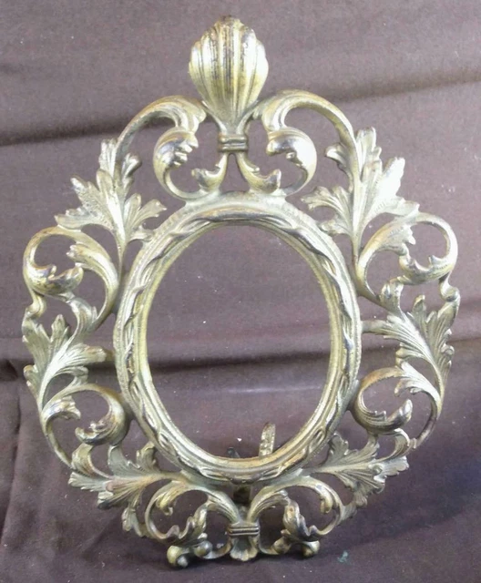 ANTIQUE OLD SCROLLY Rococo Ornate Cast Iron Picture Photograph Photo ...