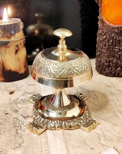TABLE TOP BRASS Bell Antique Nautical Hotel Counter Bell Ornate ...