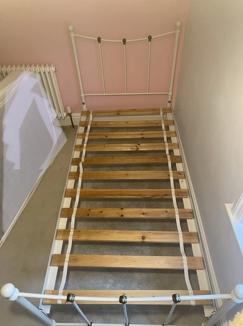 SINGLE BED FRAME Victorian Style White Metal £31.90 - PicClick UK