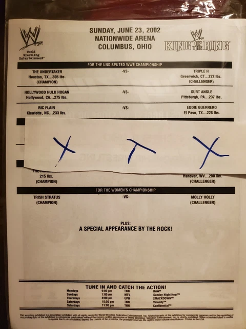 WWF WWE AEW nxt ufc line up sheet programma rivista wrestlemania 18 ...