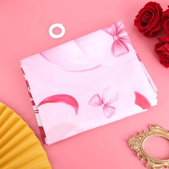 PINK BOW BACKDROP, 70.87x43.31 Inch Bow Theme Happy Birthday Party ...