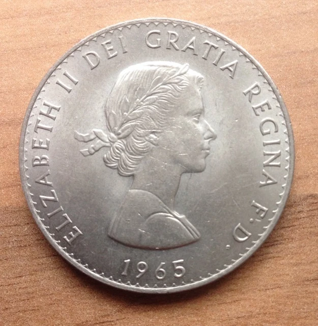 WINSTON CHURCHILL MEMORIAL 1965 Crown Coin / Five Shillings COLLECTABLE ...
