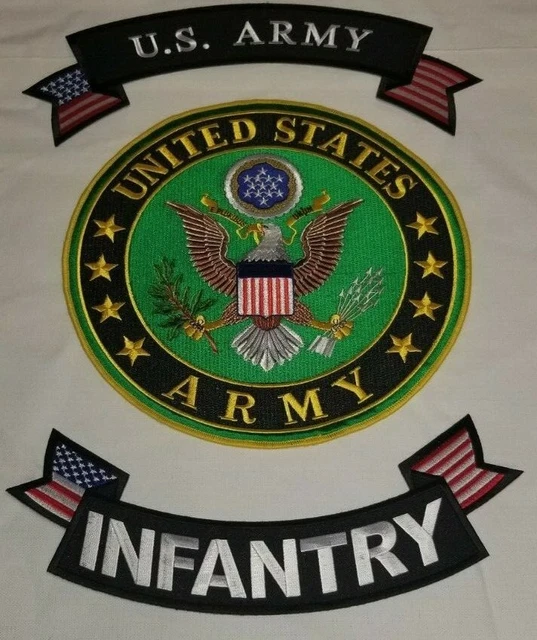 US ARMY &INFANTRY& 10" Large Center Back Patch Upper / Lower Rockers 3 ...