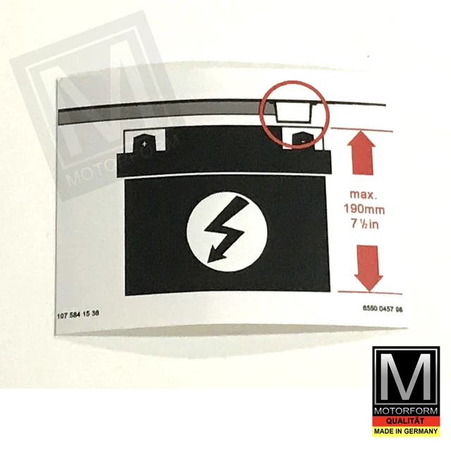 MERCEDES STICKER BATTERY height W107 107 R107 SL SLC 280SL-500SLC ...