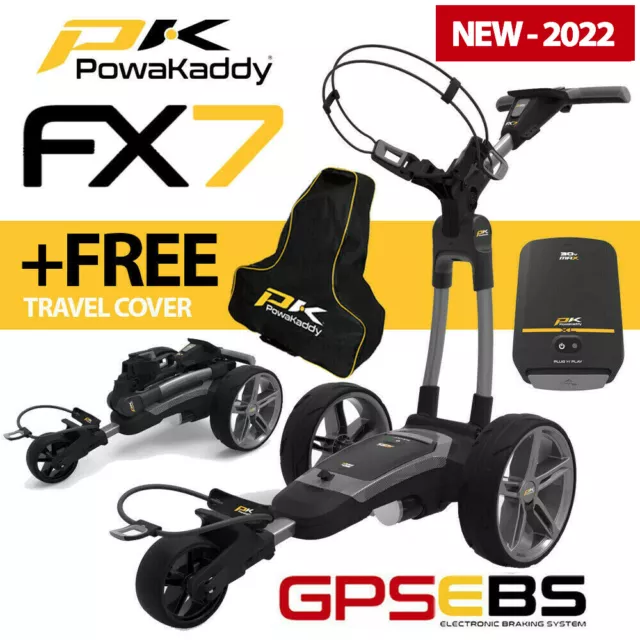 Powakaddy Fx7 Gps Ebs Electric Golf Trolley Extended Lithium 2022 +free