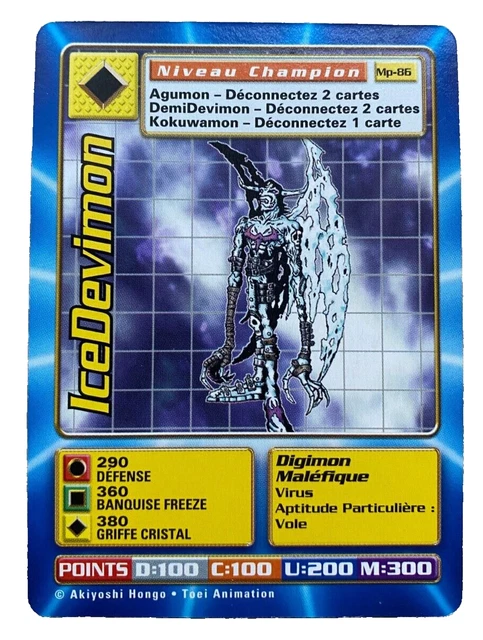 CARTE ICEDEVIMON DIGIMON French card toei animation bandai mp 86 EUR 20 ...
