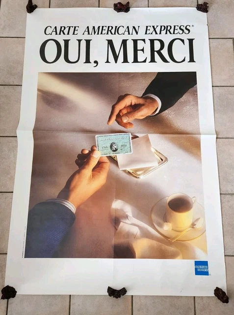 AFFICHE ORIGINALE PUBLICITAIRE Carte AMERICAN EXPRESS Oui, Merci ...