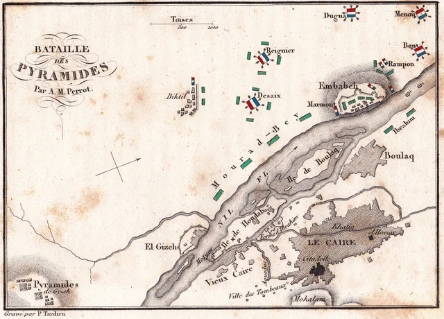 19TH BATTLE PYRAMIDS Egypt Campaign Map Napoleon Bonaparte Egypt 1837 £ ...