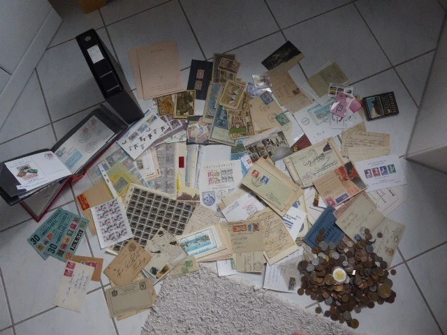 GROSSER SAMMLERNACHLASS 2 kg Münzen, Banknoten, alte Briefe ...
