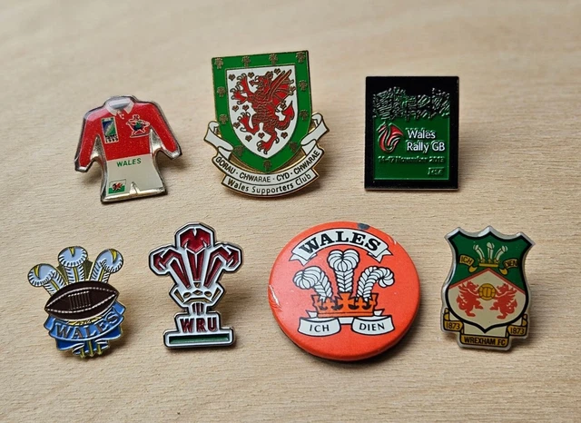7 WALES BADGES Various Rugby, Football, Rally, Kit Some Vintage Pins ...