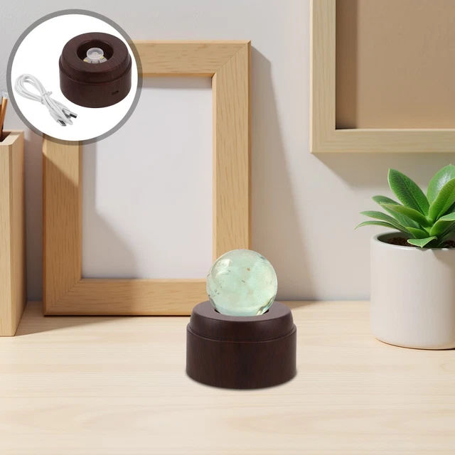IMITATION WOOD GRAIN Base Light for Glass Art Led Crystal Lamp Stand £ ...