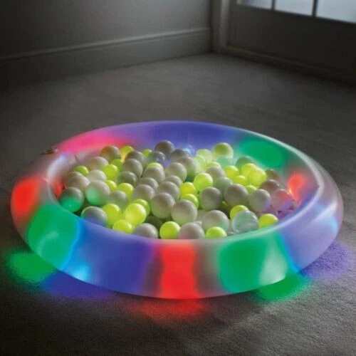 NEW SENSORY PLAY LED Inflatable Ball Pit With 50 Glow In The Dark Balls ...