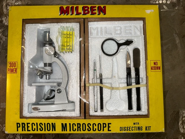VINTAGE MILBEN SCIENCE Class Microscope No.300 in Original Package 1970 ...